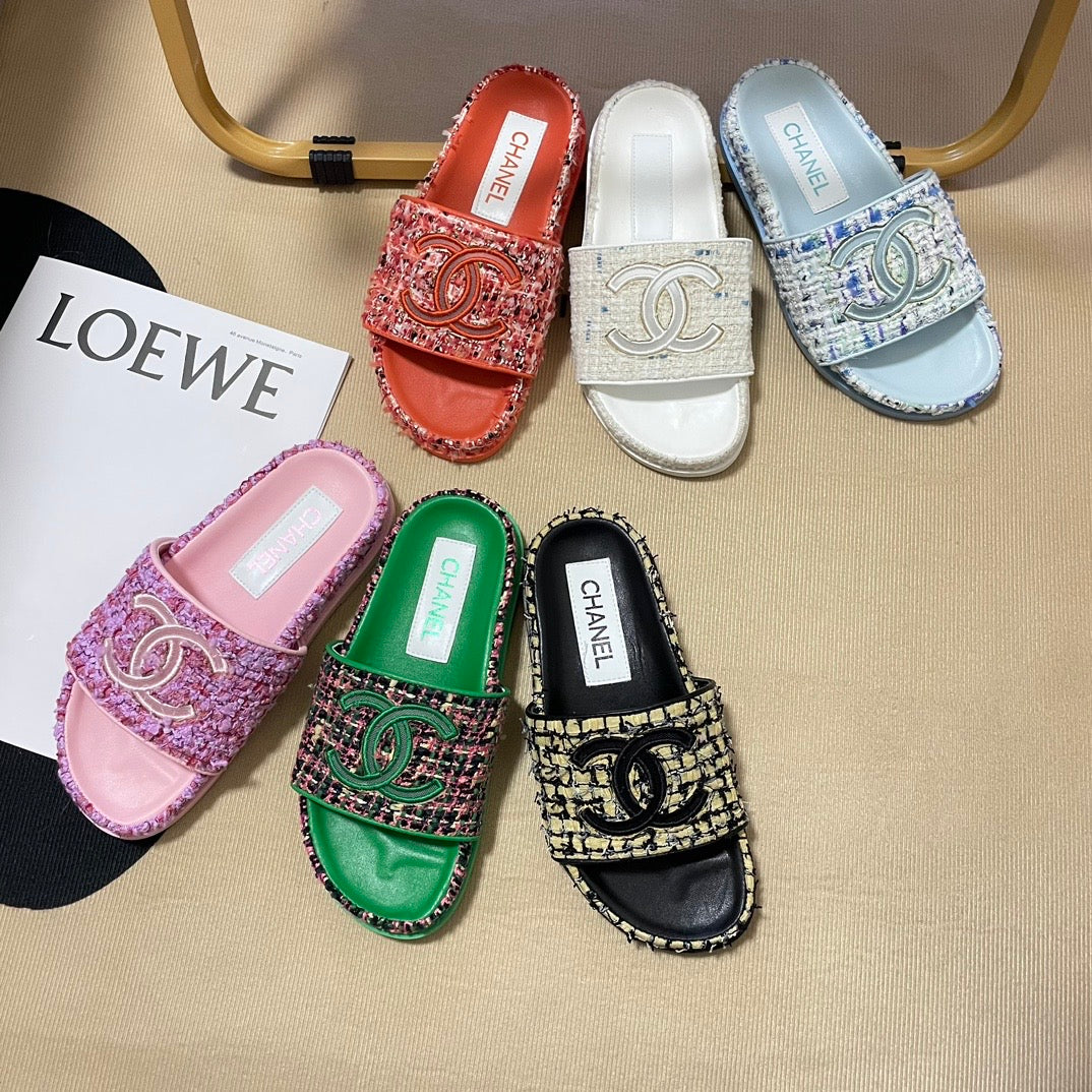 CC Tweed Slides – 1stopbarbieshop